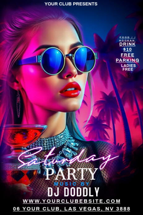 Purple Neon Saturday Party Poster Template | PosterMyWall