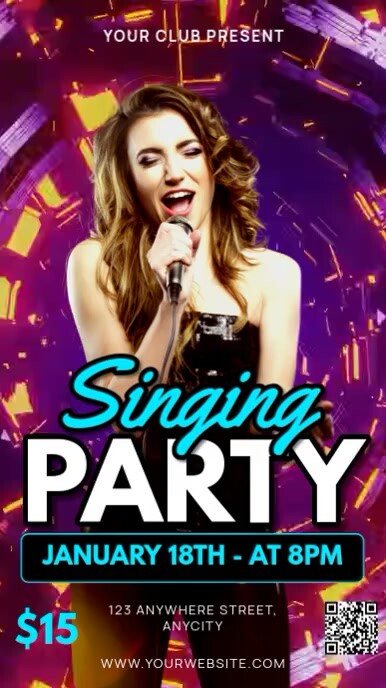 Purple Neon Singing Party Reel Instagram Template | PosterMyWall