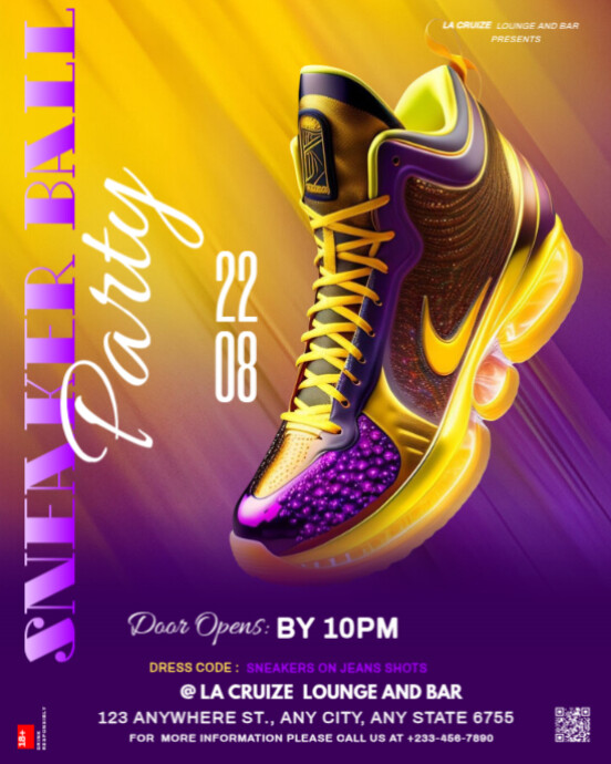 Plantilla de Purple Neon Sneaker Ball Instagram Portrait | PosterMyWall