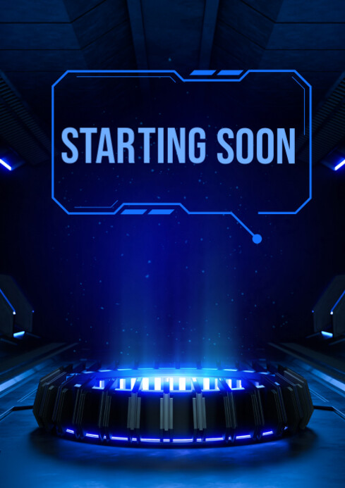 Purple Neon Starting Soon Notification A4 Templat | PosterMyWall