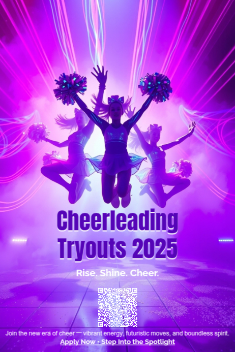 Purple Neon Style Gradients Iridescent Energy Cheer Tryouts Poster ...