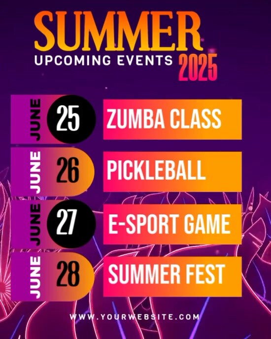 Purple Neon Summer Events Instagram Portrait Template | PosterMyWall