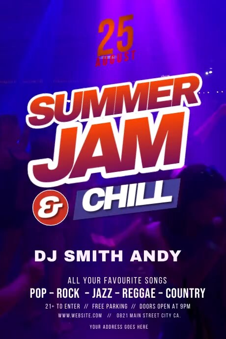 Purple Neon Summer Jam Blue Poster Template | PosterMyWall