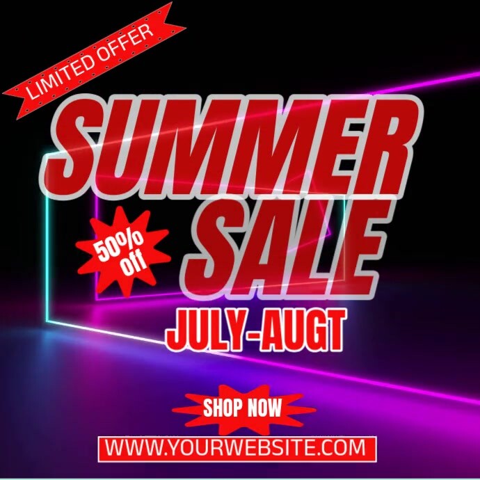 Purple Neon Summer Sale Pos Instagram Template | PosterMyWall