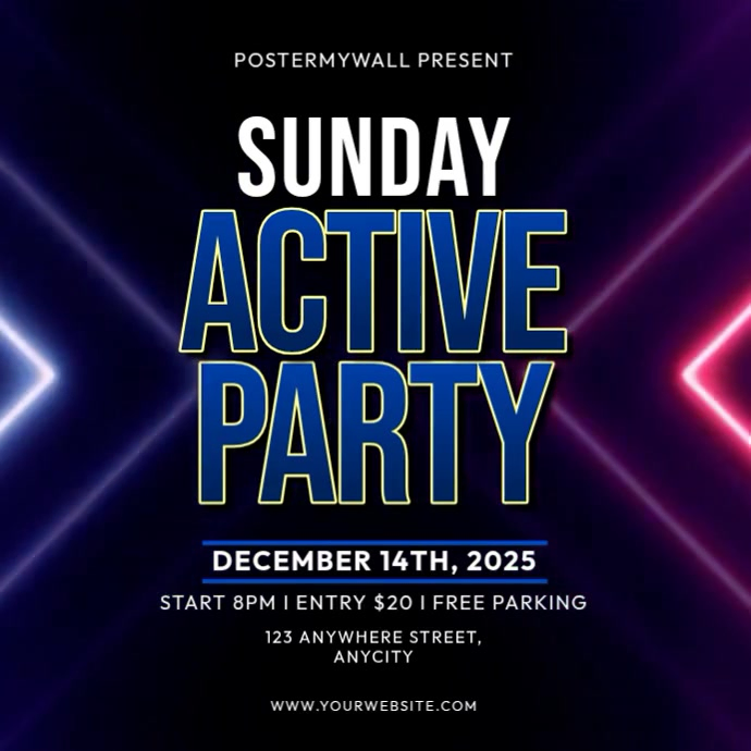 Purple Neon Sunday Active Party Pos Instagram Template | PosterMyWall
