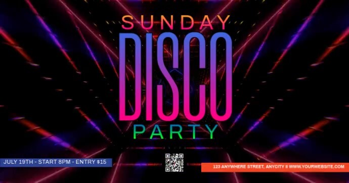 Purple Neon Sunday Disco Party Gambar Bersama Facebook Template ...