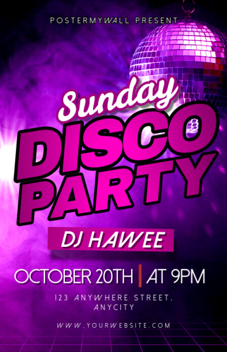 Copy of Purple Neon Sunday Disco Party Tabloid | PosterMyWall