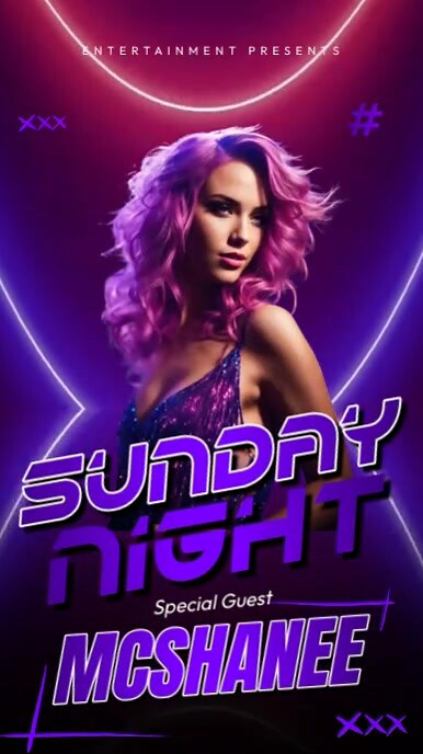 Purple Neon Sunday Night Party Instagram Stor Template | PosterMyWall
