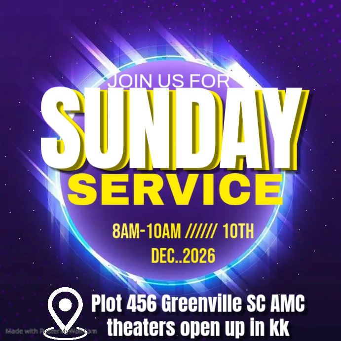 Purple Neon Sunday Service Instagram Post Template | PosterMyWall