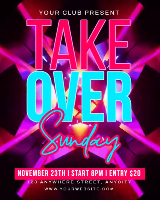 Copy of Purple Neon Takeover Party Sunday Instagram Portrait | PosterMyWall