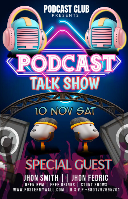 Copy of Purple Neon Talk Show Podcast Tabloid | PosterMyWall