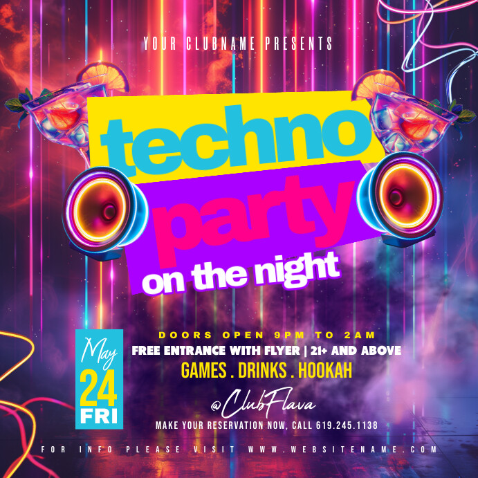 Purple Neon Techno Instagram Post Template | PosterMyWall