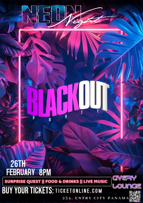 Plantilla de Purple Neon The Image Is A Vibrant And Modern Flyer For A ...