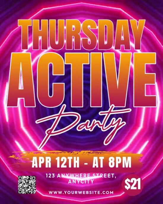 Copy of Purple Neon Thursday Active Party Instagram Portrait | PosterMyWall