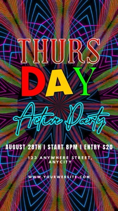 Copy of Purple Neon Thursday Active Party Instagram Story | PosterMyWall