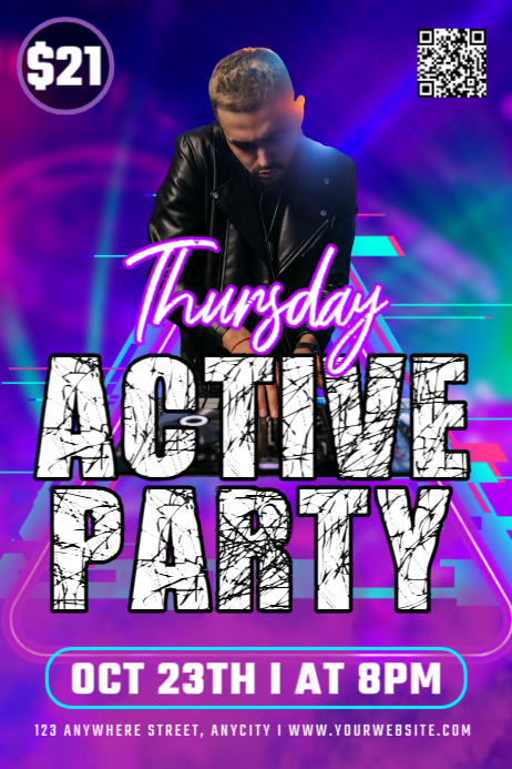 Copy of Purple Neon Thursday Active Party Poster | PosterMyWall
