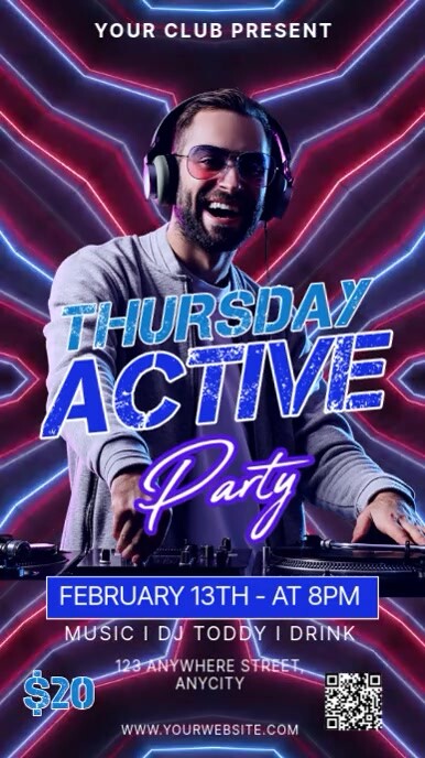 Copy of Purple Neon Thursday Active Party Reel Instagram | PosterMyWall