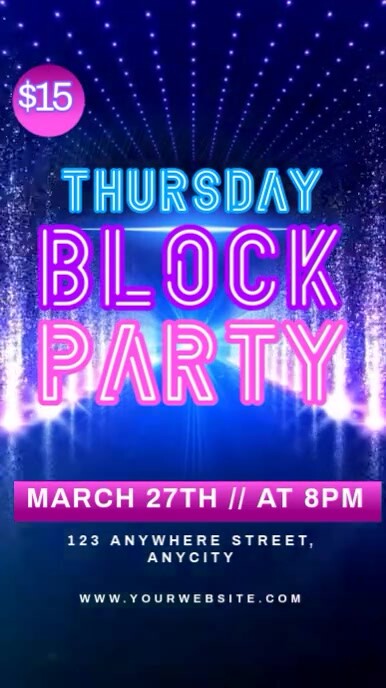 Purple Neon Thursday Block Party Reel Instagram Template | PosterMyWall