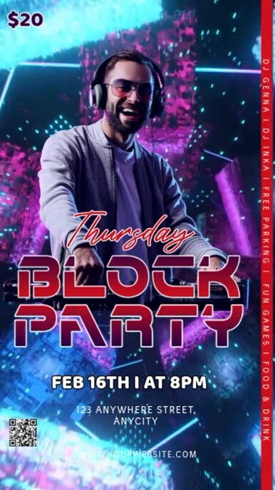 Copy of Purple Neon Thursday Block Party Reel Instagram | PosterMyWall