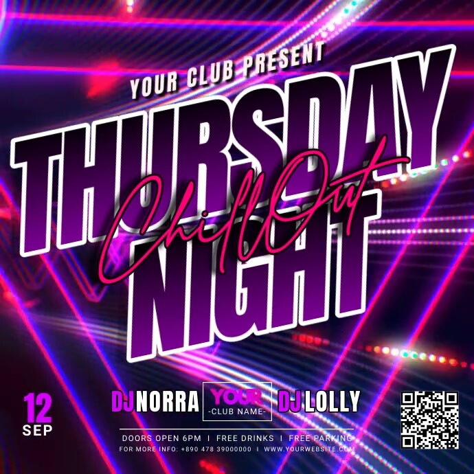 Copy of Purple Neon Thursday Night Chillout Persegi ( | PosterMyWall
