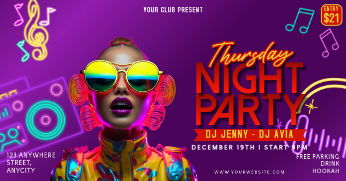 Copy of Purple Neon Thursday Night Party Gambar Bersama Facebook ...