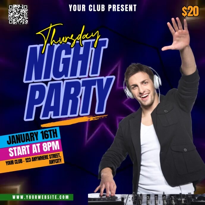 Copy of Purple Neon Thursday Night Party Pos Instagram | PosterMyWall