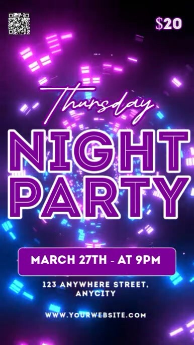 Copy of Purple Neon Thursday Night Party Reel Instagram | PosterMyWall
