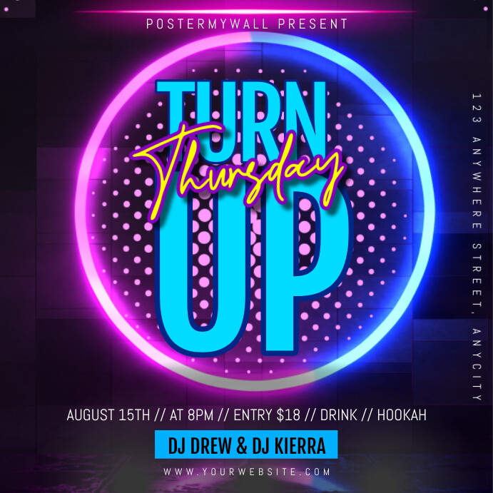 Copy of Purple Neon Thursday Turn Up Party Pos Instag | PosterMyWall