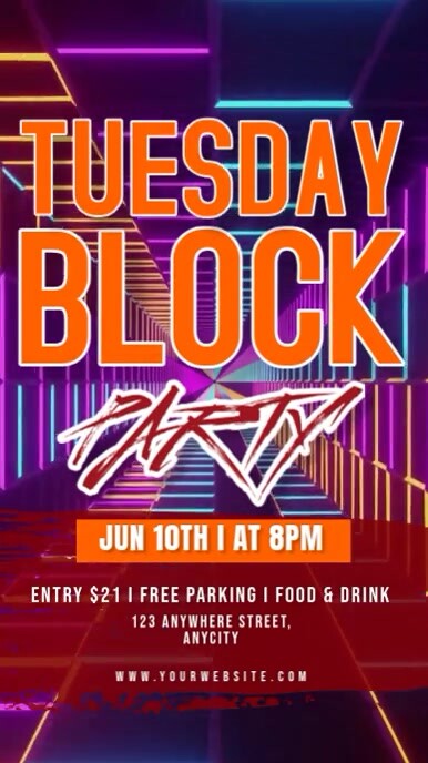 Copy of Purple Neon Tuesday Block Party Reel Instagram | PosterMyWall