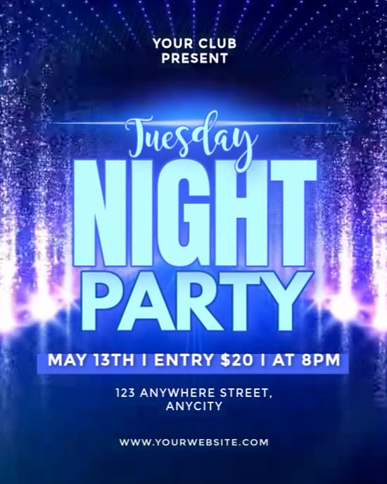 Copy of Purple Neon Tuesday Night Party Instagram Portrait | PosterMyWall