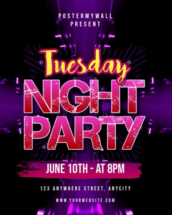Copy of Purple Neon Tuesday Night Party Instagram Portrait | PosterMyWall