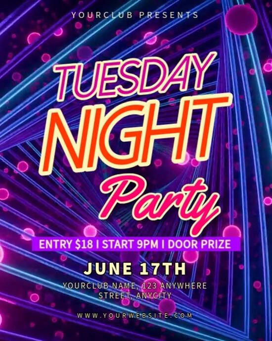 Copy of Purple Neon Tuesday Night Party Instagram Portrait | PosterMyWall