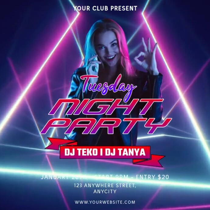 Copy of Purple Neon Tuesday Night Party Pos Instagram | PosterMyWall