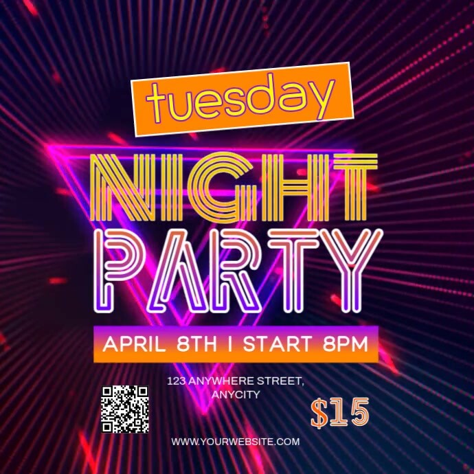 Copy of Purple Neon Tuesday Night Party Pos Instagram | PosterMyWall