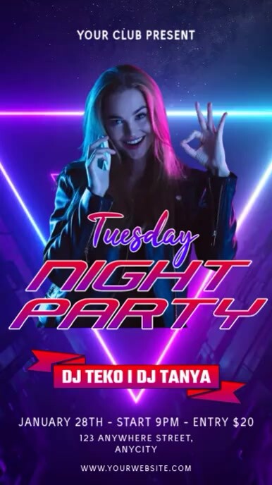 Copy of Purple Neon Tuesday Night Party Reel Instagram | PosterMyWall