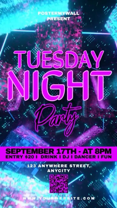 Modèle Purple Neon Tuesday Night Party Tampilan Digi | PosterMyWall