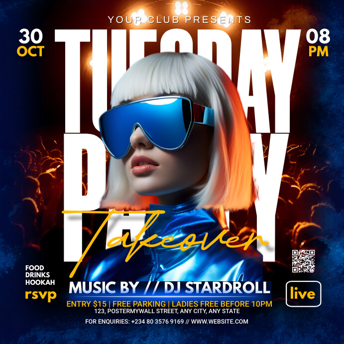 Copy of Purple Neon Tuesday Takeover Instagram Post | PosterMyWall