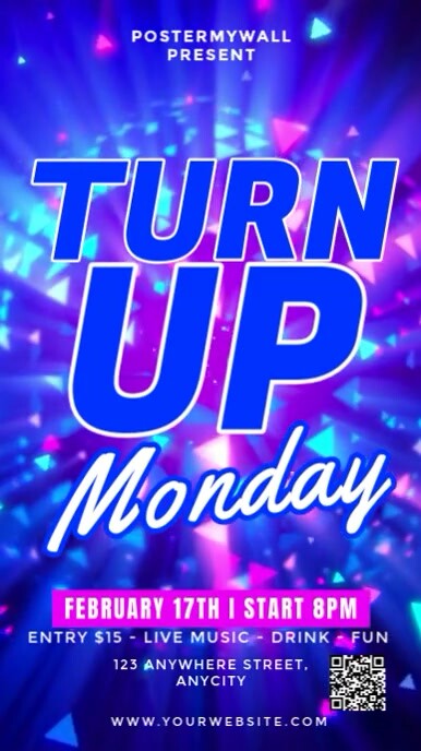 Copy of Purple Neon Turn Up Monday Reel Instagram | PosterMyWall