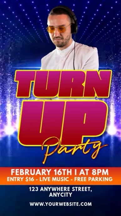Purple Neon Turn Up Party Reel Instagram Template | PosterMyWall