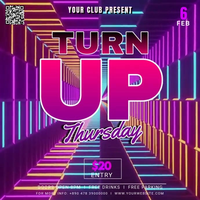 Copy of Purple Neon Turn Up Thursday Pos Instagram | PosterMyWall