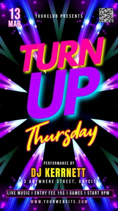 Copy of Purple Neon Turn Up Thursday Reel Instagram | PosterMyWall