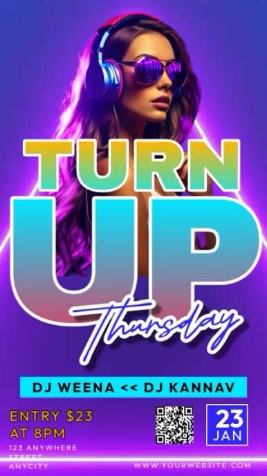 Copy of Purple Neon Turn Up Thursday Reel Instagram | PosterMyWall
