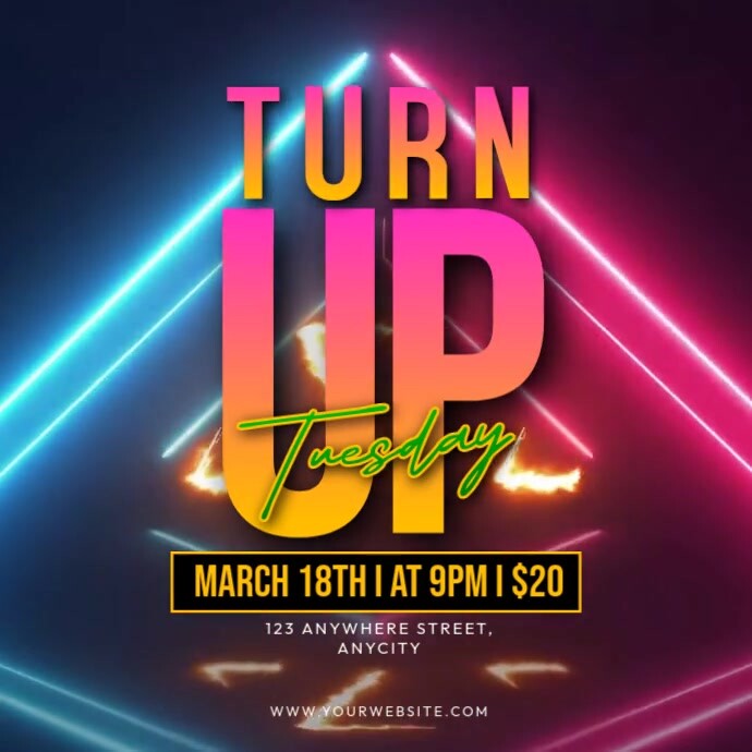 Copy of Purple Neon Turn Up Tuesday Pos Instagram | PosterMyWall
