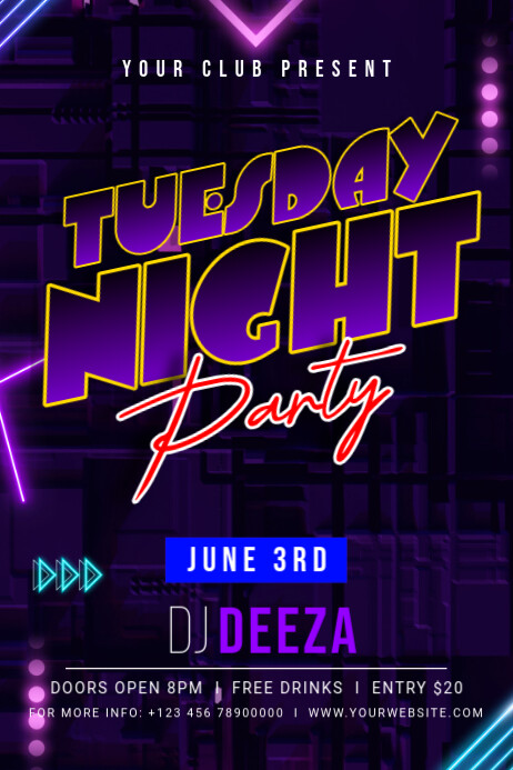 Copy of Purple Neon Turn Up Tuesday Poster | PosterMyWall