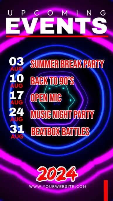 Purple Neon Upcoming Events Reel Instagram Template | PosterMyWall