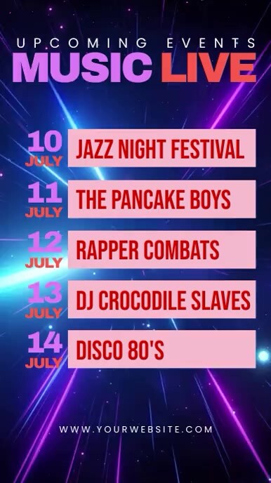 Purple Neon Upcoming Events Reel Instagram Template | PosterMyWall