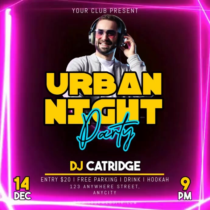 Purple Neon Urban Night Party Pos Instagram Template | PosterMyWall