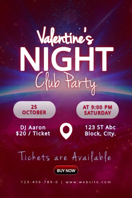 Purple Neon Valentines Nightclub Event Poster Template | PosterMyWall