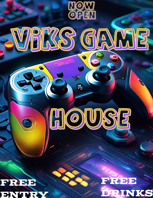 Purple Neon Video Games Flyer (us Letter) Template | PosterMyWall