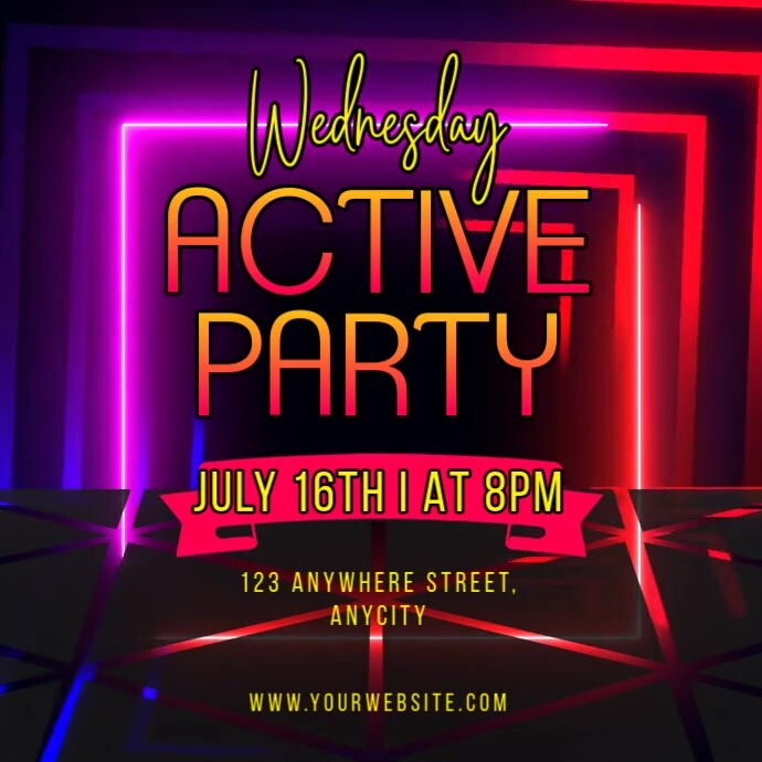 Purple Neon Wednesday Active Party Pos Instagram Templat | PosterMyWall